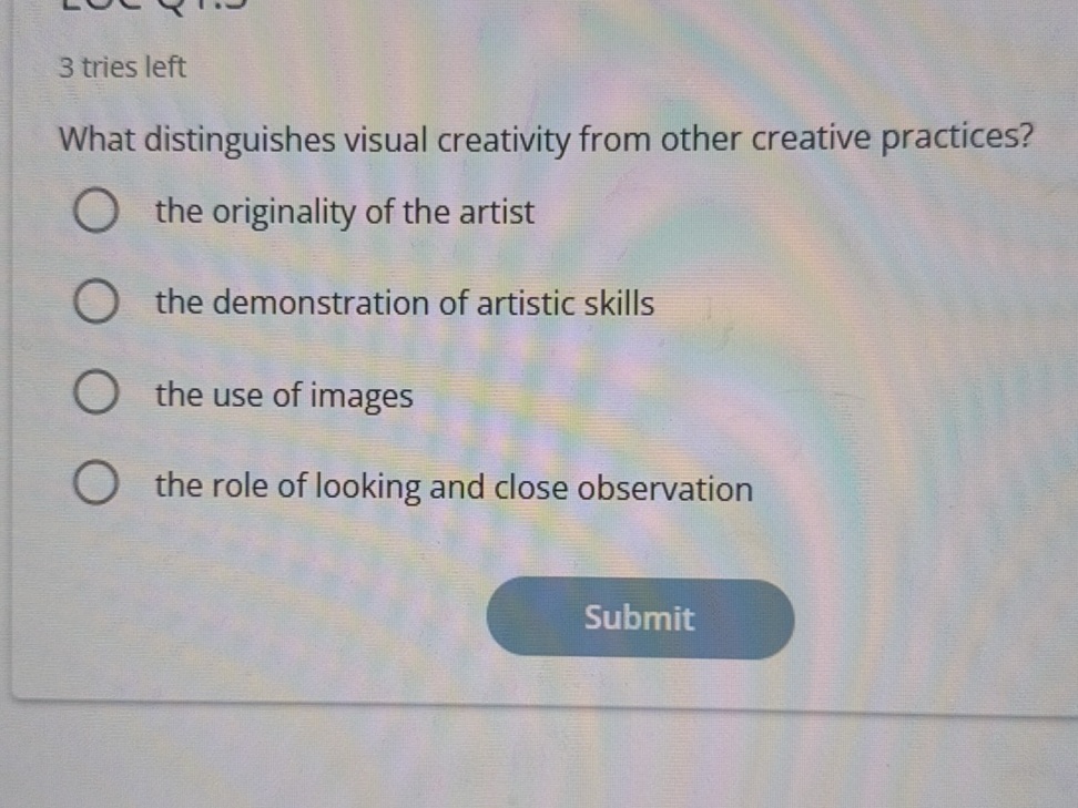 What distinguishes visual creativity from | StudyX