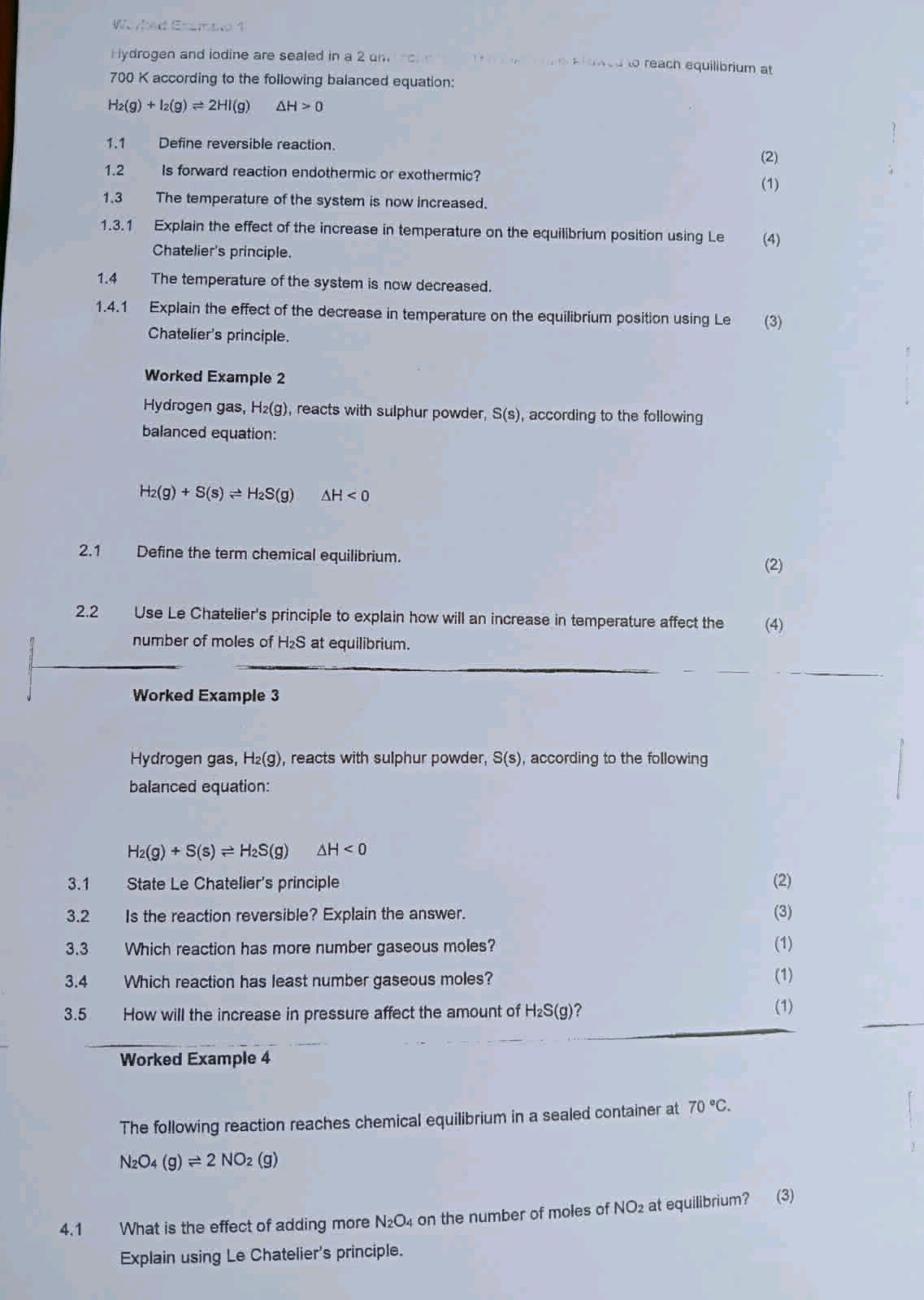 Worked Example 1 Hydrogen and iodine are | StudyX