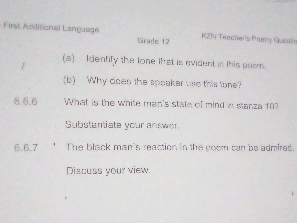(a) Identify the tone that is evident in | StudyX