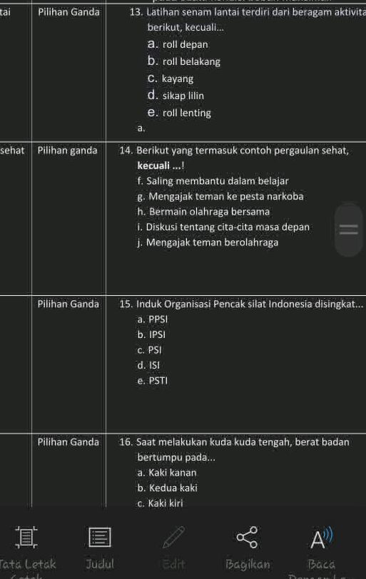 13. Latihan senam lantai terdiri dari | StudyX