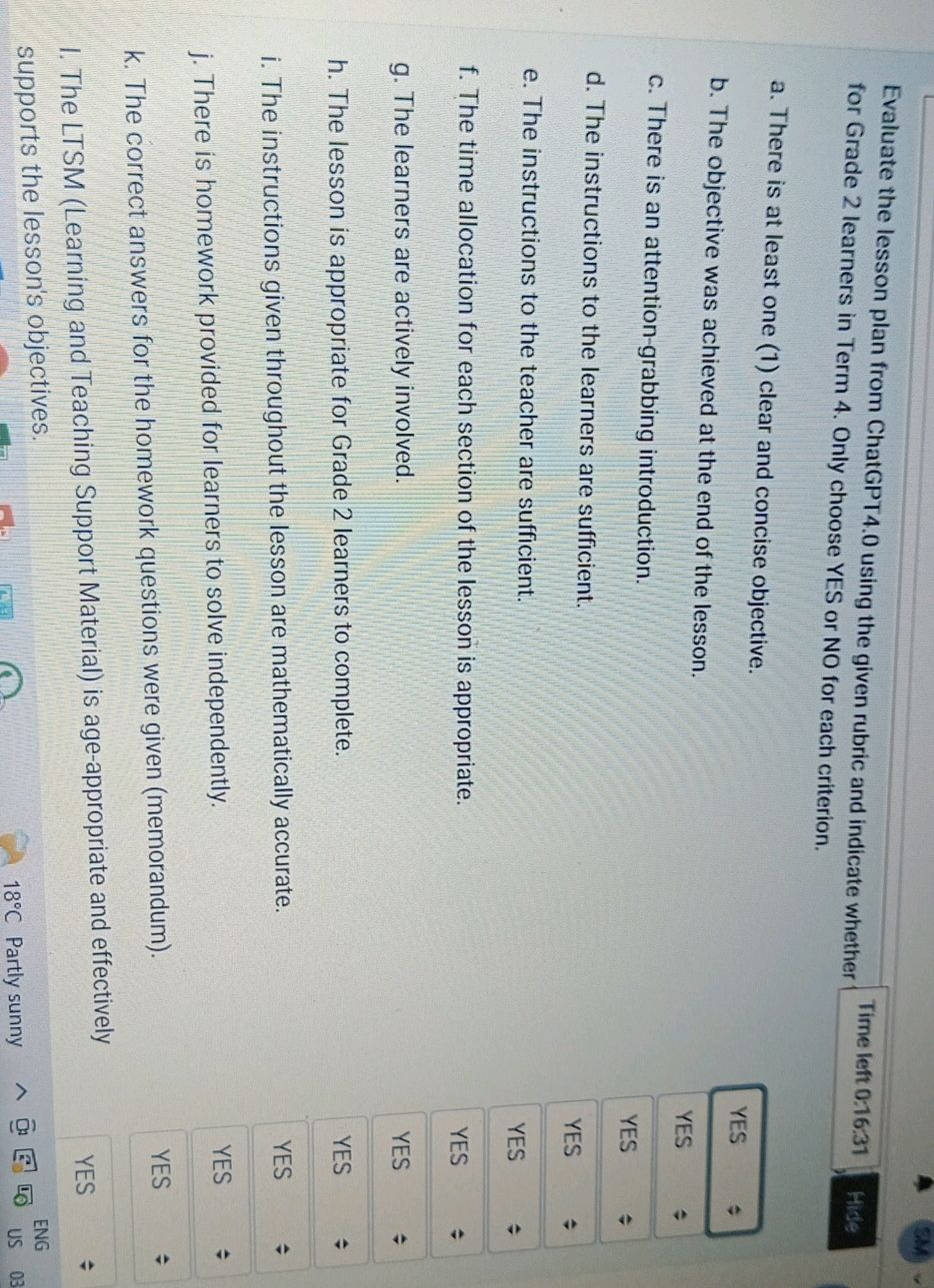 Evaluate the lesson plan from ChatGPT4.0 | StudyX