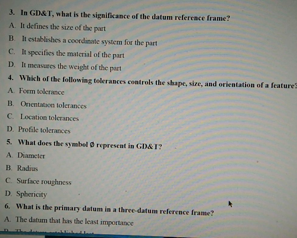 3. In GD T, what is the significance of the | StudyX