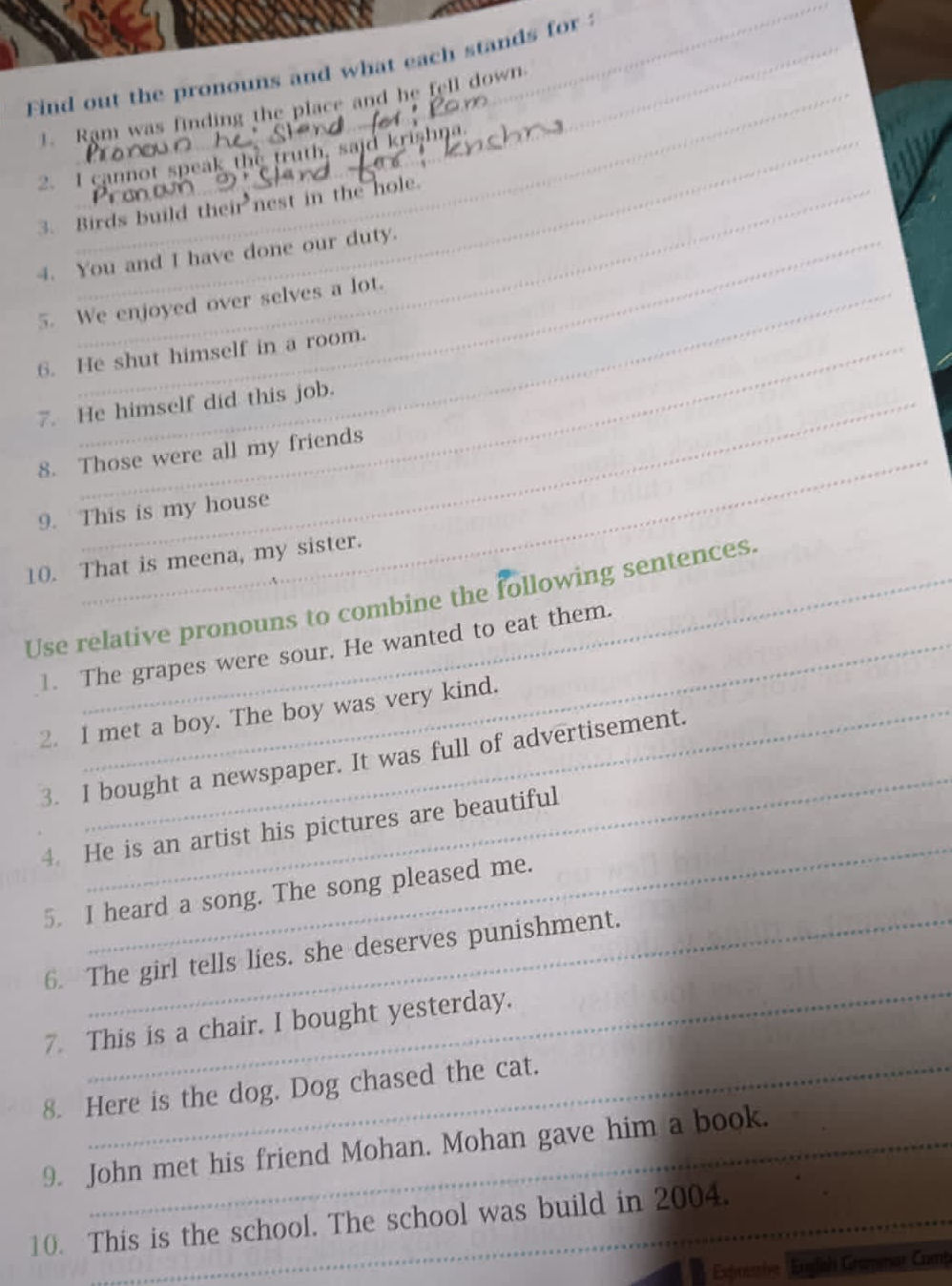 Find out the pronouns and what each stands | StudyX