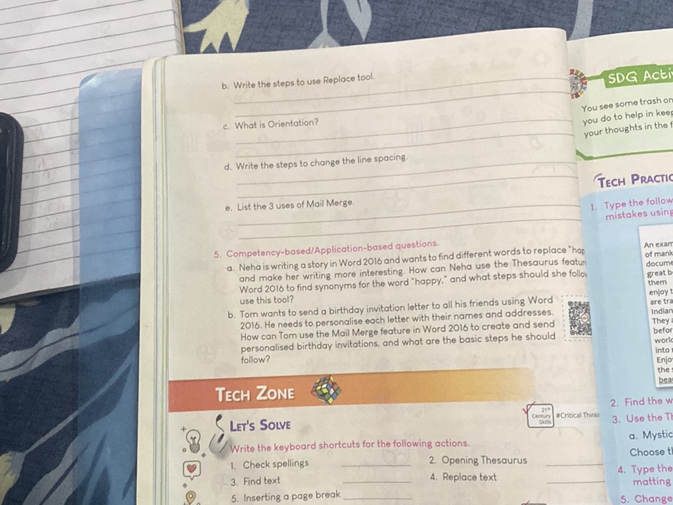 b. Write the steps to use Replace tool. c. | StudyX