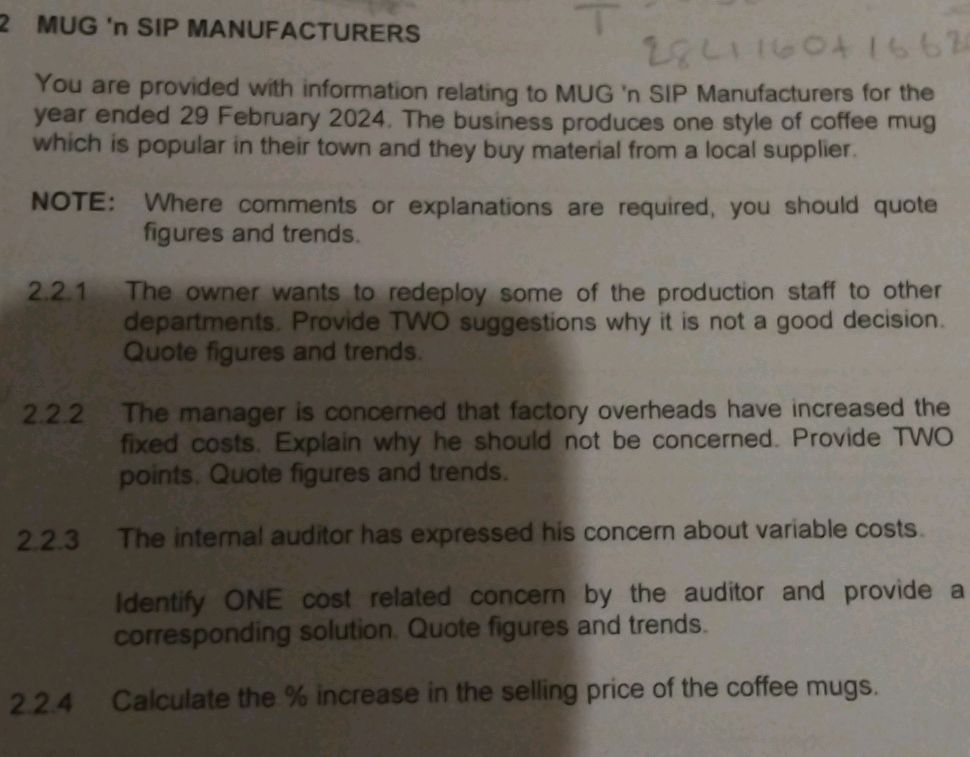 2 MUG 'n SIP MANUFACTURERS You are provided | StudyX