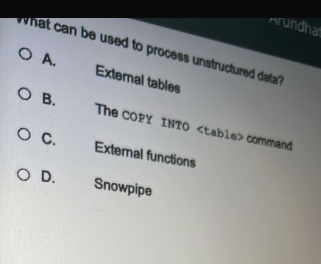 at can be used to process unstructured data | StudyX