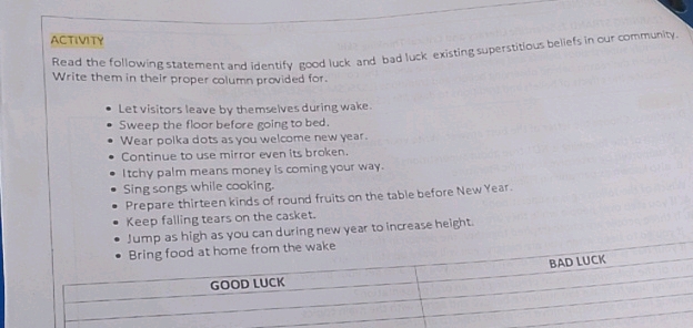 ACTIVITY Read the following statement and | StudyX