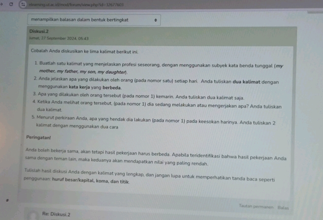 menampilkan balasan dalam bentuk bertingkat | StudyX