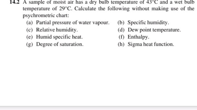 142 A sample of moist air has a dry bulb | StudyX