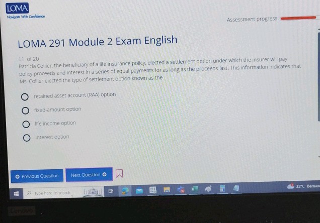 LOMA Norigate Wih Corliderce Assessment | StudyX
