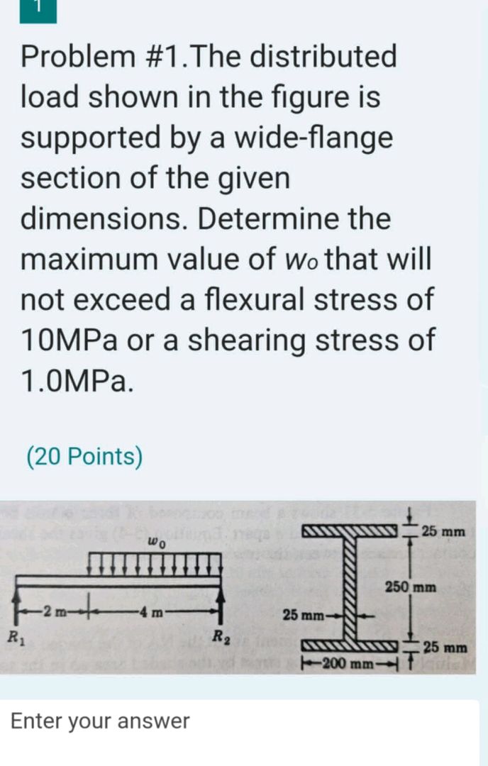 Problem 1The distributed load shown in the | StudyX