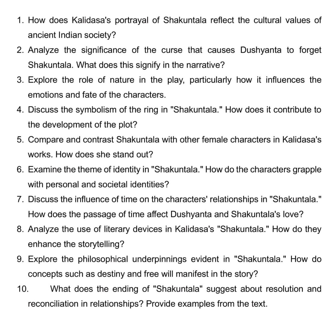 1 How does Kalidasas portrayal of Shakuntala | StudyX