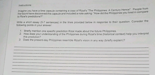 Instuctions Inagine you have a time capsule | StudyX