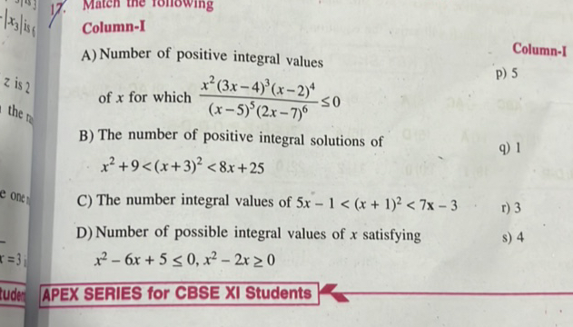 Column-I A) Number of positive integral | StudyX