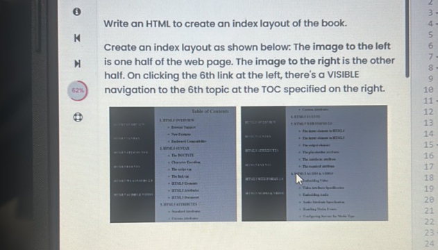 (3) Write an HTML to create an index layout | StudyX
