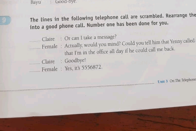 The lines in the following telephone call | StudyX