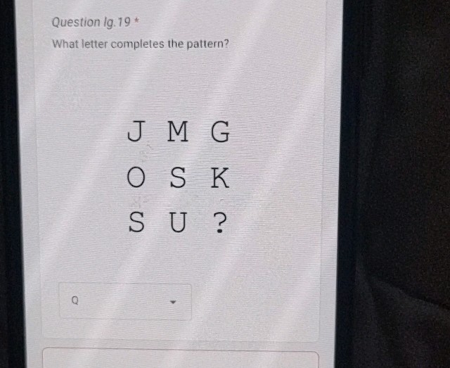 Question lg 19 What letter completes the | StudyX