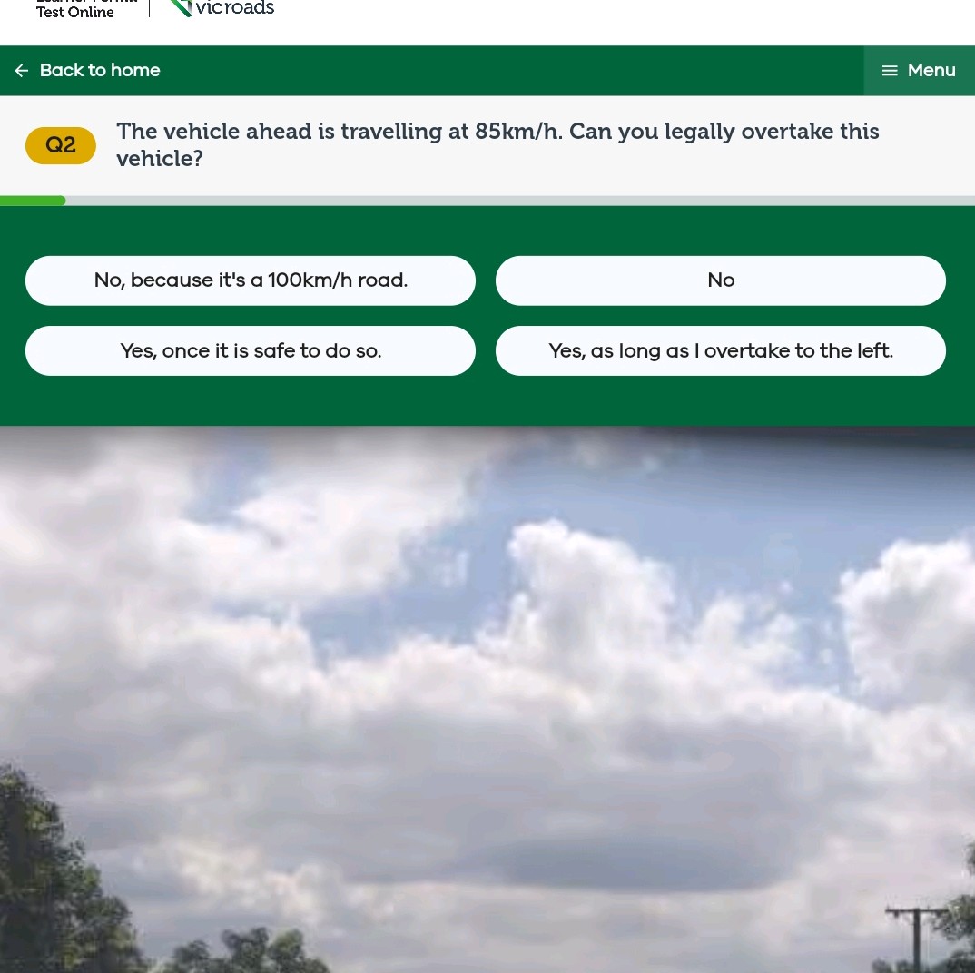Test Online vicroads Back to home Menu Q2