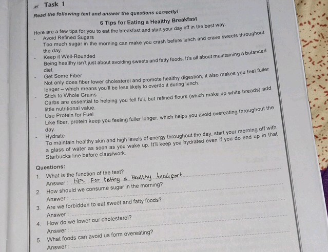 6 Task 1 Read the following text and answer | StudyX