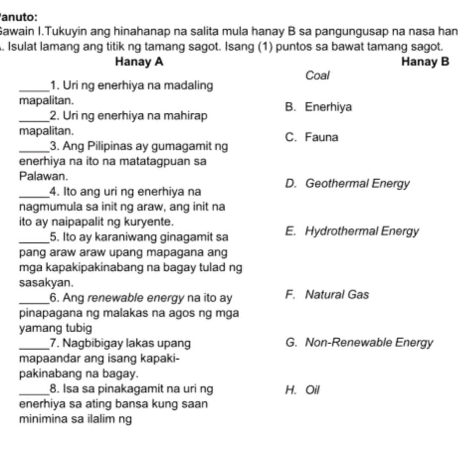 anuto awain I Tukuyin ang hinahanap na | StudyX