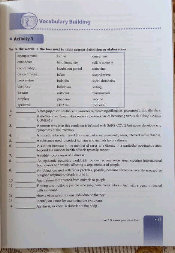 Vocabulary Building Activity 3 Write the | StudyX