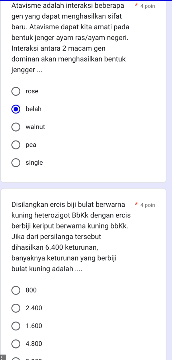 Atavisme adalah interaksi beberapa 4 poin | StudyX