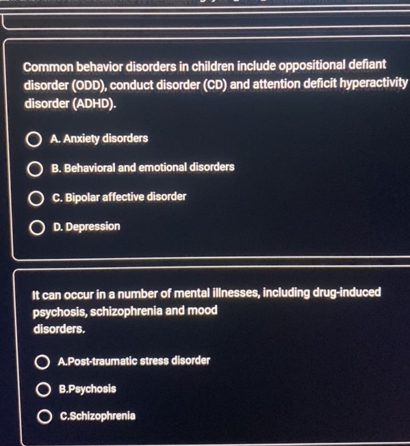 Common behavior disorders in children | StudyX