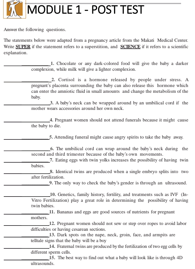 MODULE 1 - POST TEST Answer the following | StudyX