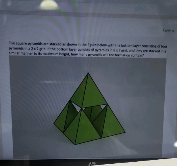 4 points Five square pyramids are stacked as