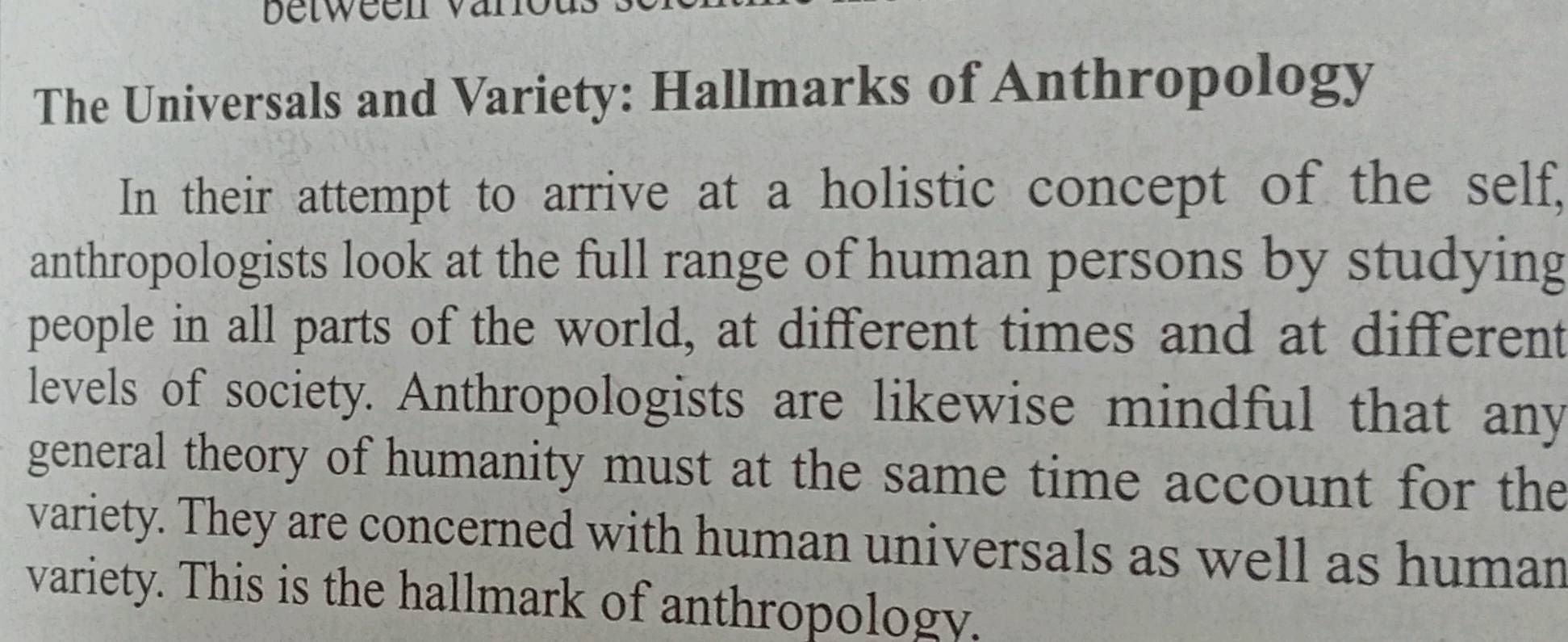 The Universals and Variety Hallmarks of | StudyX