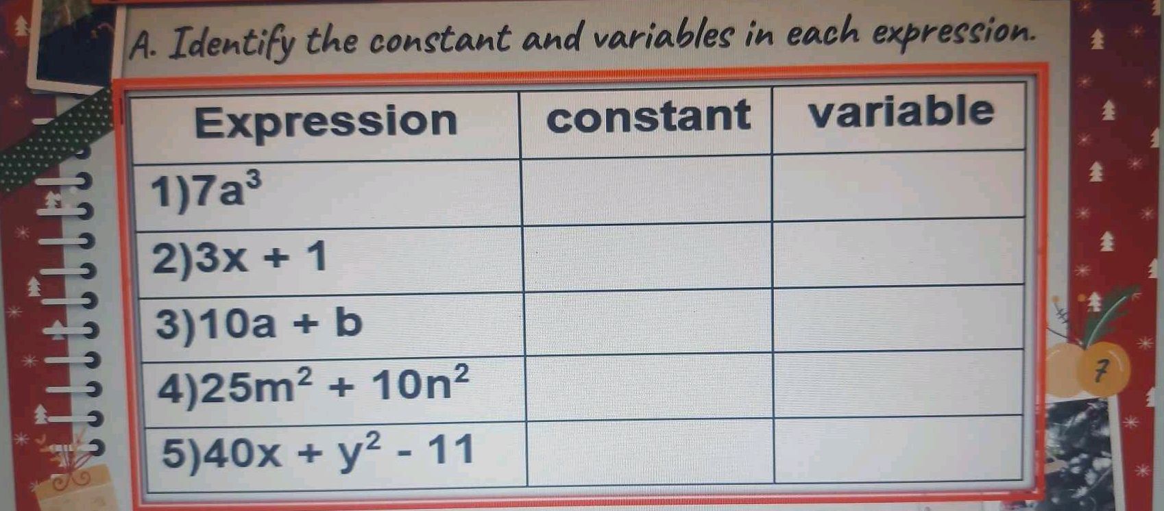 A Identify the constant and variables in | StudyX