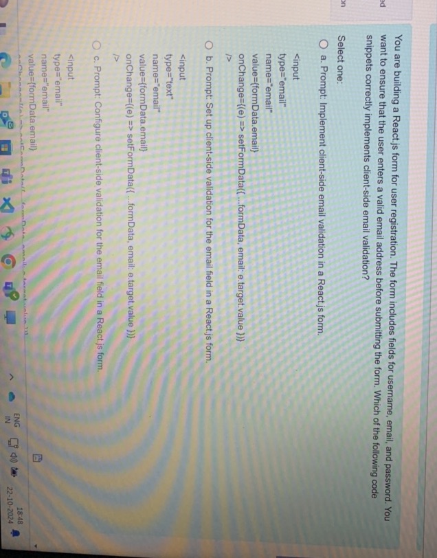 You are building a Reactjs form for user | StudyX