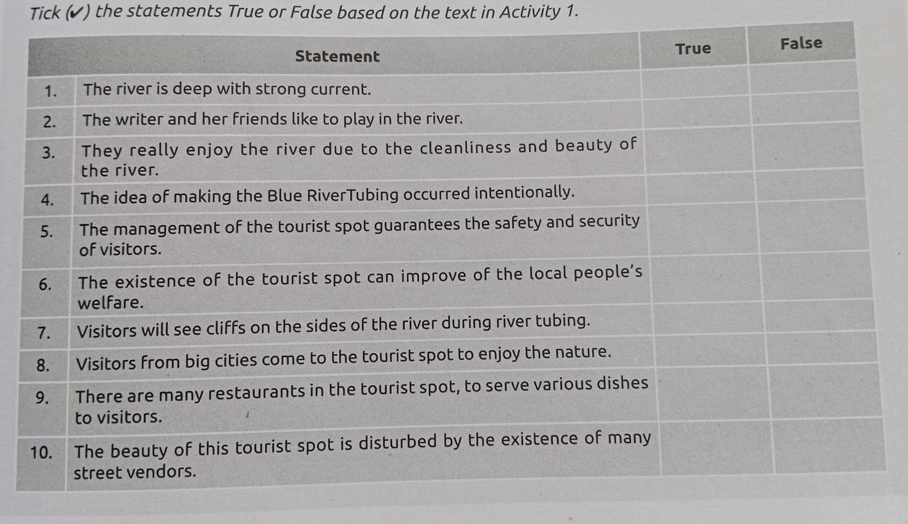 Tick ( I ) the statements True or False | StudyX