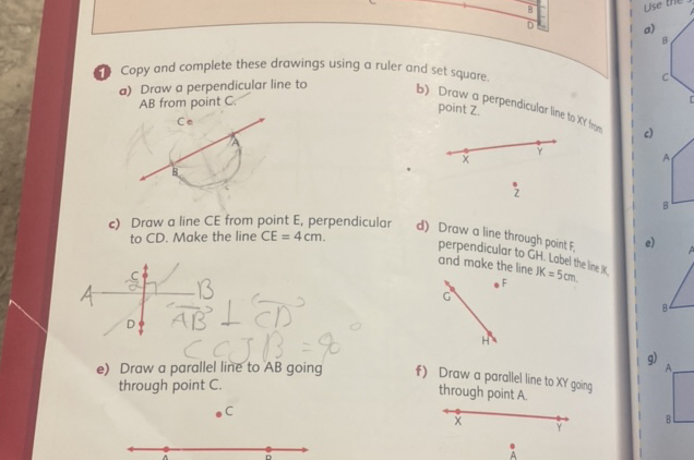 1 Copy and complete these drawings using a | StudyX