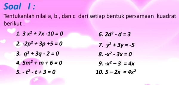 Soal I Tentukanlah nilai a b dan c dari | StudyX