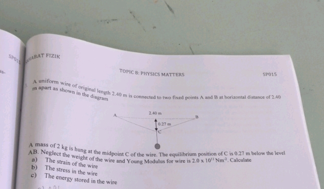 TOPIC 8 PHYSICS MATTERS SP015 A uniform wire | StudyX