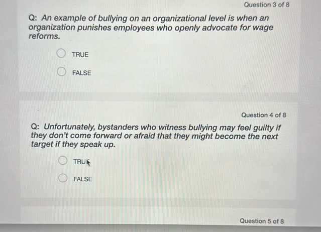 Question 3 of 8 Q An example of bullying on | StudyX