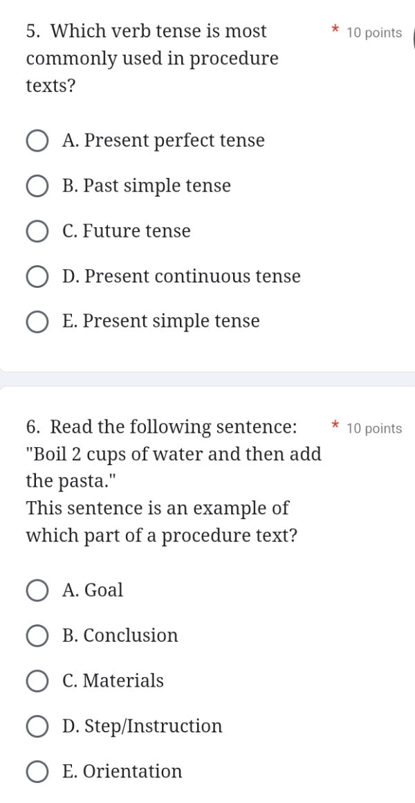 5 Which verb tense is most 10 points | StudyX