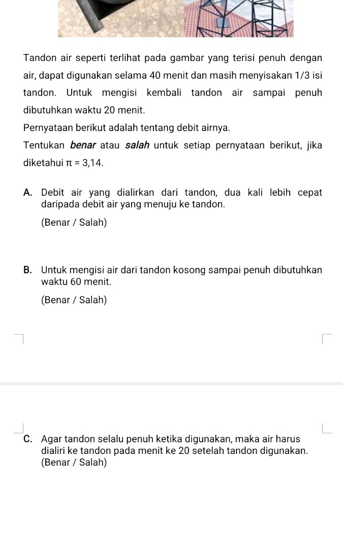 Tandon air seperti terlihat pada gambar yang | StudyX
