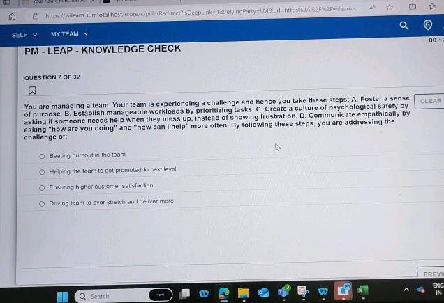 SELF MY TEAM PM - LEAP - KNOWLEDGE CHECK | StudyX