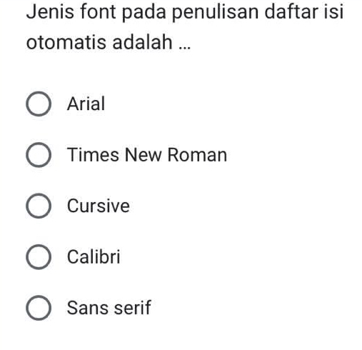Jenis font pada penulisan daftar isi | StudyX