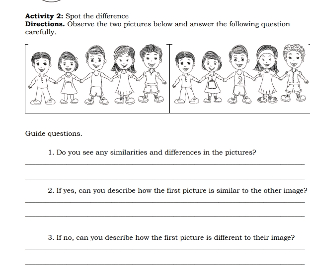 Activity 2 Spot the difference Directions