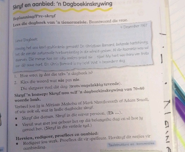 skryf en aanbied n Dagboekinskrywing | StudyX