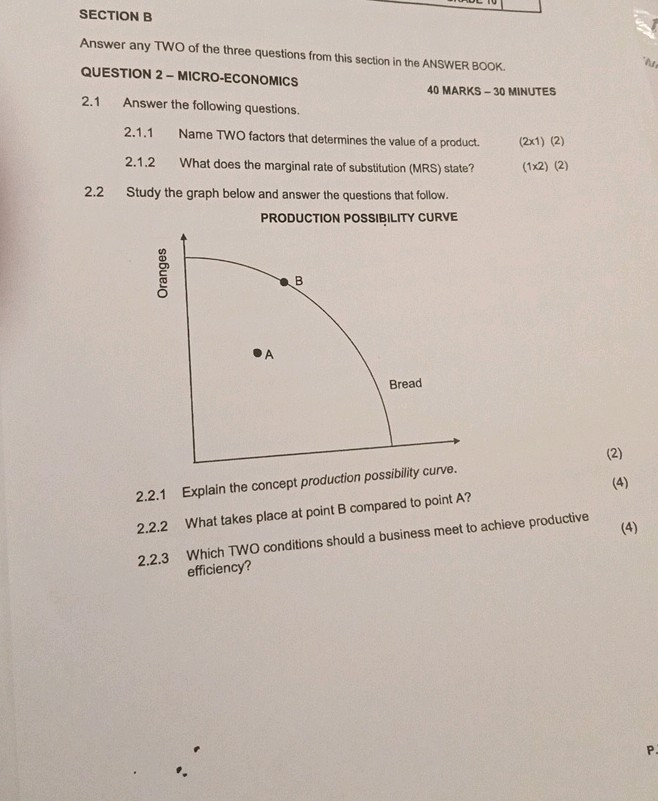 SECTION B Answer any TWO of the three | StudyX