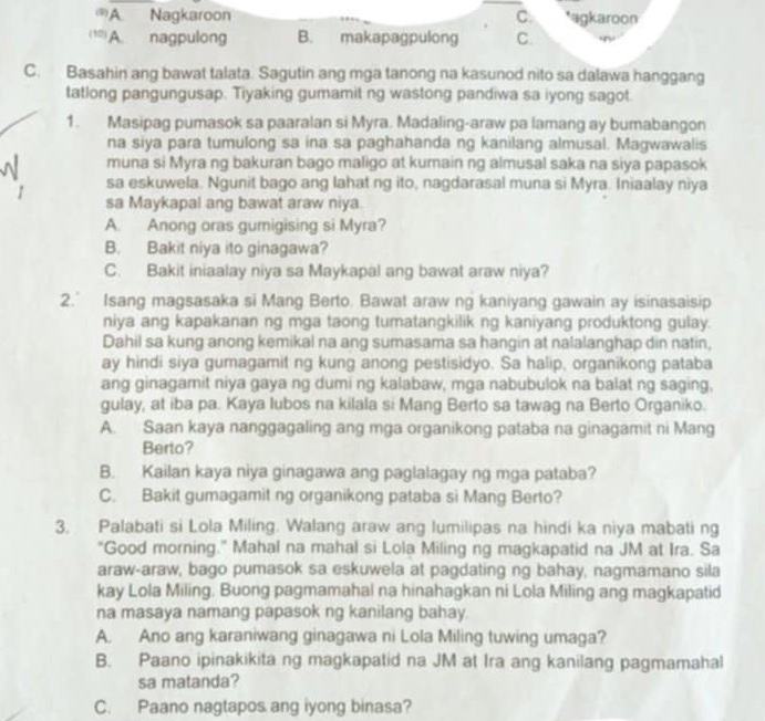 A Nagkaroon 15 A nagpulong B makapagpulong | StudyX