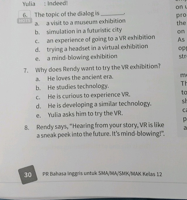 Yulia Indeed 6 The topic of the dialog is | StudyX