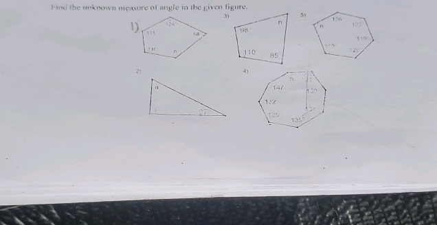 Find the unknown measure of angle in the