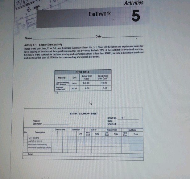 Activities Earthwork Name Date Activity | StudyX
