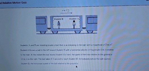 Relative Motion Quiz REI Students A and B | StudyX