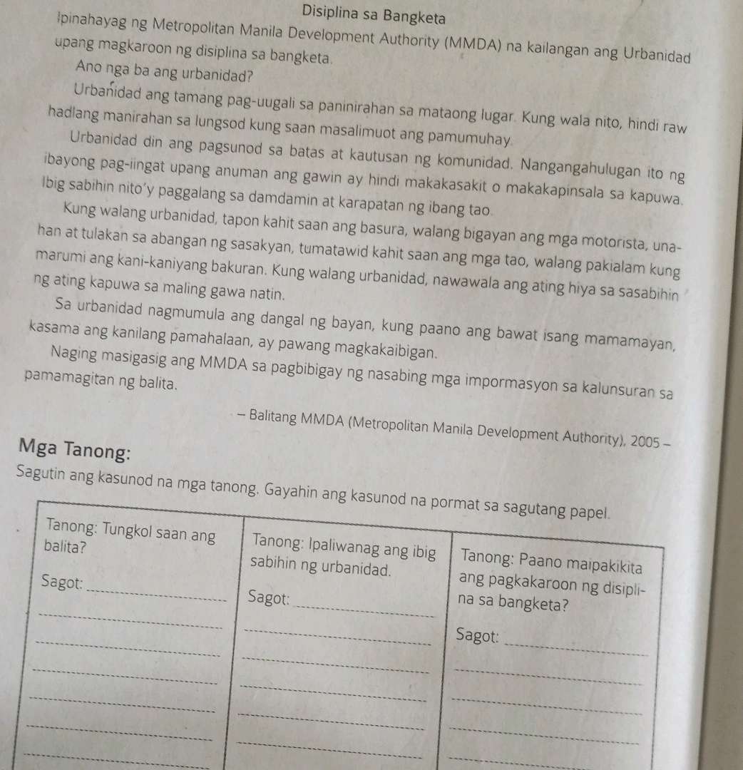 Disiplina sa Bangketa Ipinahayag ng | StudyX